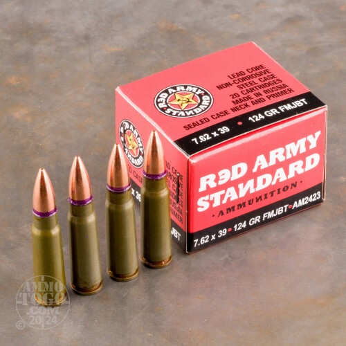 7.62X39 Full Metal Jacket Boat Tail (FMJ-BT) Ammo for Sale by Red Army ...