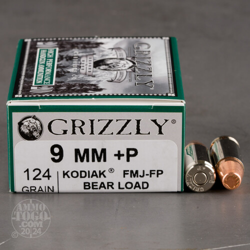 9mm Luger (9x19) Ammunition for Sale. Grizzly Ammo 124 Grain Full Metal ...