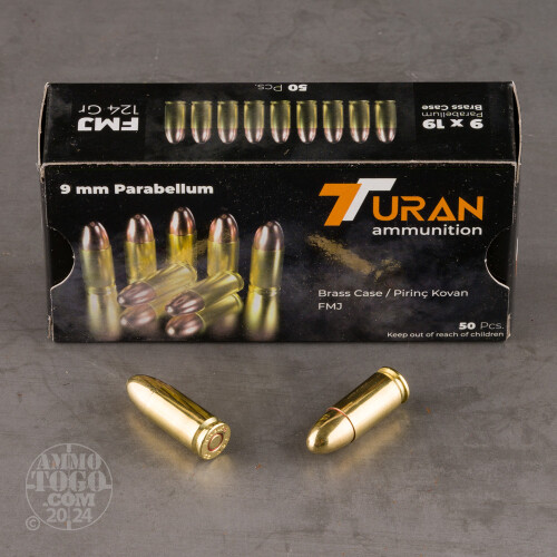 9mm Luger (9x19) Ammo - 50 Rounds of 124 Grain Full Metal Jacket (FMJ ...