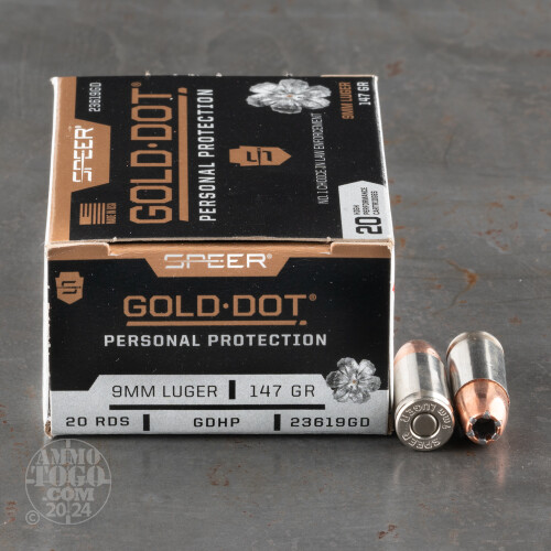 9mm Luger (9x19) Ammo - 200 Rounds of 147 Grain Jacketed Hollow-Point ...