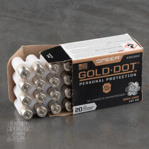 9mm Luger (9x19) Ammo - 200 Rounds of 147 Grain Jacketed Hollow-Point ...