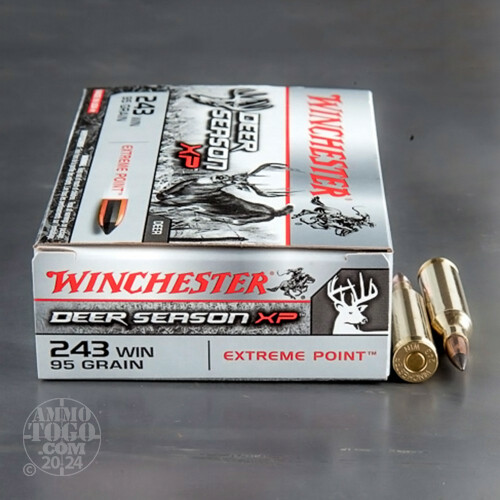 243 Winchester Ammo - 200 Rounds of 95 Grain Polymer Tipped by Winchester
