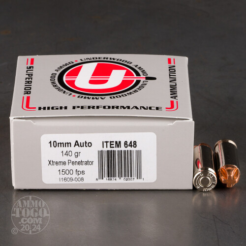 10mm Auto Ammunition for Sale. Underwood 140 Grain Solid Copper - 200 ...