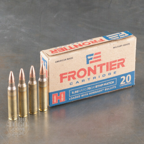 5.56x45mm Ammunition for Sale. Hornady 75 Grain Hollow-Point Boat Tail ...