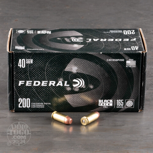 40 Smith & Wesson Ammo - 200 Rounds of 165 Grain Full Metal Jacket (FMJ ...
