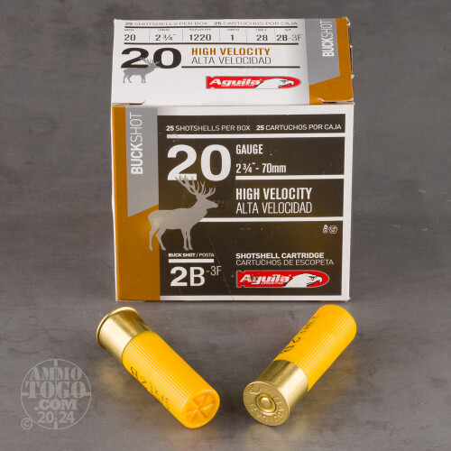 20 Gauge Ammunition for Sale. Aguila 1 oz. #2 Buck - 250 Rounds
