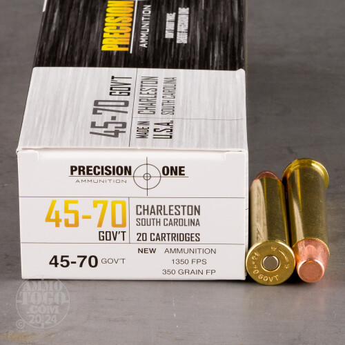 45-70 Government Ammo - 20 Rounds of 350 Grain Full Metal Jacket Flat ...