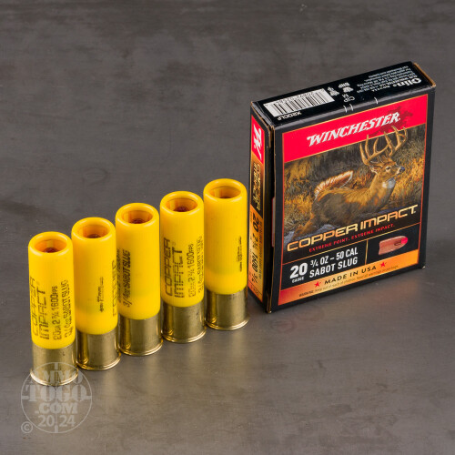 20 Gauge Ammo - 5 Rounds of 3/4 oz. Sabot Slug by Winchester