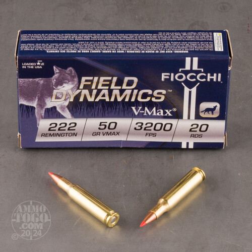 222 Remington Ammo - 200 Rounds of 50 Grain V-MAX by Fiocchi