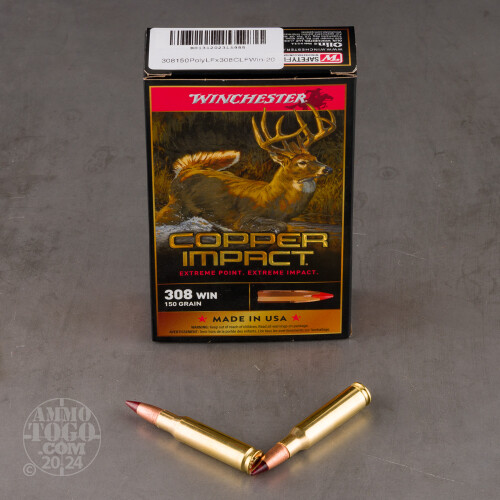 308 Winchester (7.62X51) Ammo - 20 Rounds of 150 Grain Solid Copper by ...