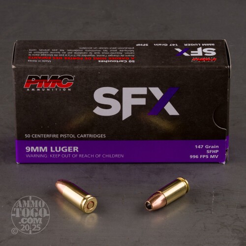 9mm Luger (9x19) Ammunition for Sale. PMC 147 Grain Jacketed Hollow ...