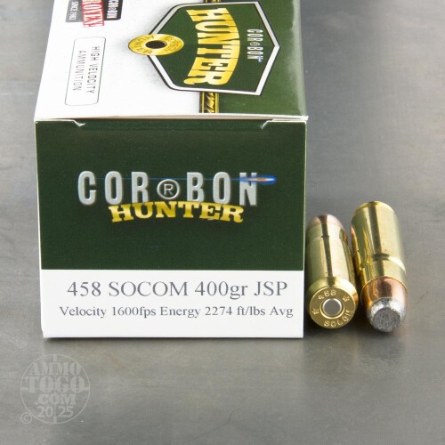 458 SOCOM Ammo - 20 Rounds of 400 Grain Jacketed Soft-Point (JSP) by Corbon