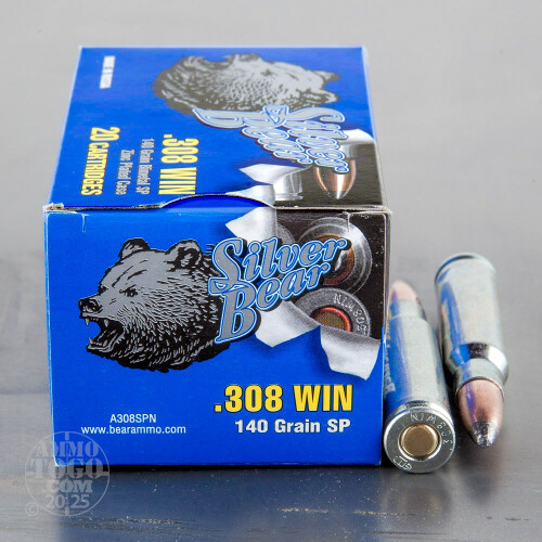 Cheap 308 Winchester (7.62X51) ammo - Bulk Silver Bear Soft-Point (SP ...