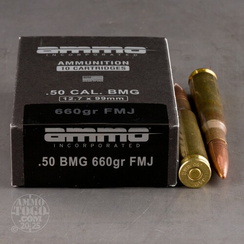 50 BMG Ammunition for Sale. Ammo Incorporated 660 Grain Full Metal ...