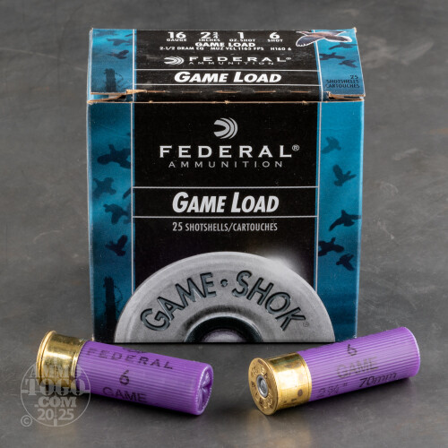 16 Gauge Ammunition for Sale. Federal 1 oz. #6 Shot - 250 Rounds