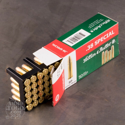 38 Special Ammunition for Sale. Sellier & Bellot 158 Grain Soft-Point (SP) - 50 Rounds