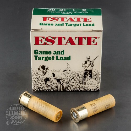 20 Gauge Ammo - 250 Rounds of 7/8 oz. #8 Shot by Estate Cartridge