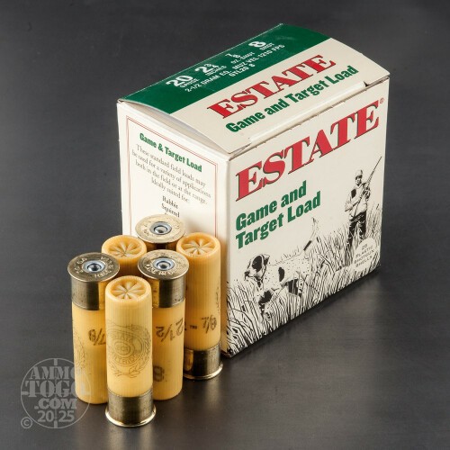 20 Gauge Ammo - 250 Rounds of 7/8 oz. #8 Shot by Estate Cartridge