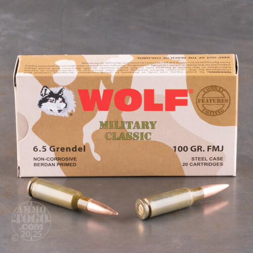 6.5 Grendel Ammo - 20 Rounds of 100 Grain Full Metal Jacket Boat Tail ...