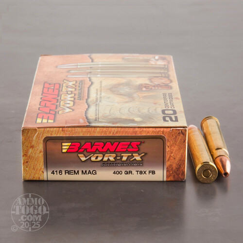 416 Remington Magnum Ammo - 20 Rounds of 400 Grain TSX by Barnes