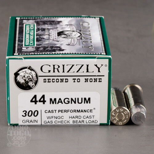 44 Magnum Ammunition for Sale. Grizzly Ammo 300 Grain Hard Cast - 20 Rounds