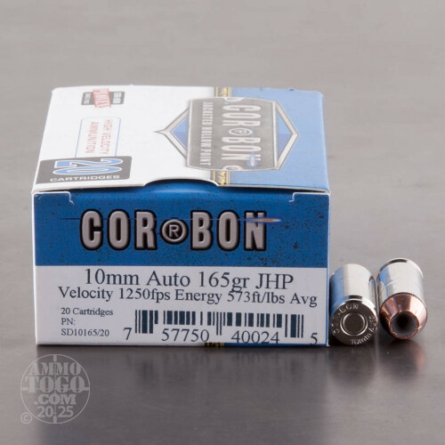 10mm Auto Ammunition for Sale. Corbon 165 Grain Jacketed Hollow-Point ...