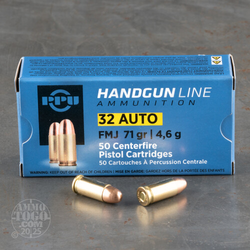 32 Auto (ACP) Ammunition for Sale. Prvi Partizan 71 Grain Full Metal ...