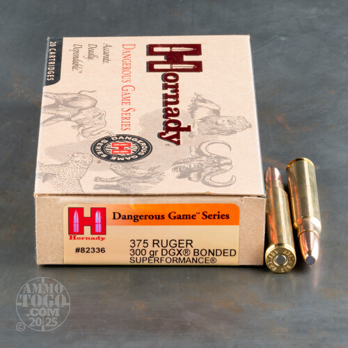 375 Ruger Ammo - 20 Rounds of 300 Grain Bonded Soft Point by Hornady