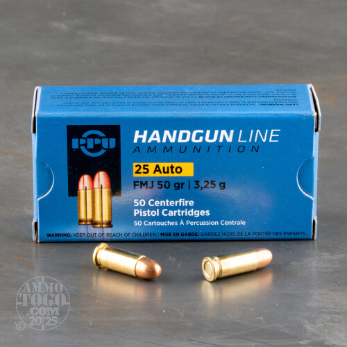 25 Auto (ACP) Ammo - 50 Rounds of 50 Grain Full Metal Jacket (FMJ) by ...