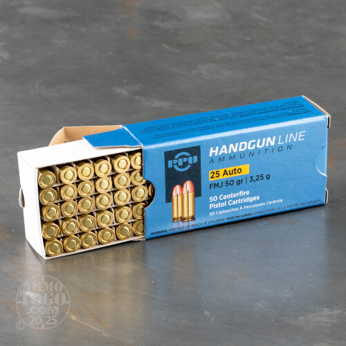 25 Auto (ACP) Ammo - 50 Rounds of 50 Grain Full Metal Jacket (FMJ) by ...
