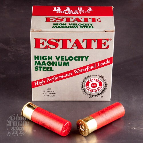 12 Gauge Ammo - 25 Rounds of 1-3/8 oz. #3 Shot by Estate Cartridge