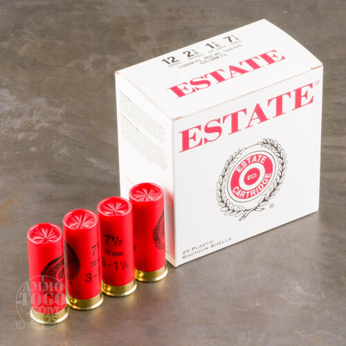12 Gauge Ammunition for Sale. Estate Cartridge 1-1/8 oz. #7-1/2 Shot ...