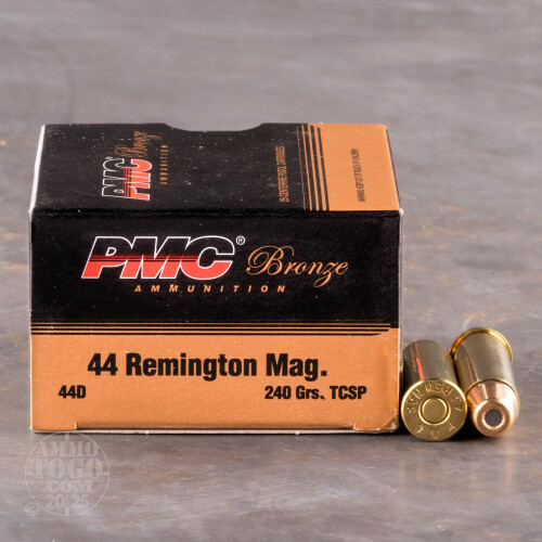 44 Magnum Ammo - 50 Rounds of 240 Grain Truncated Cone Soft Point by PMC