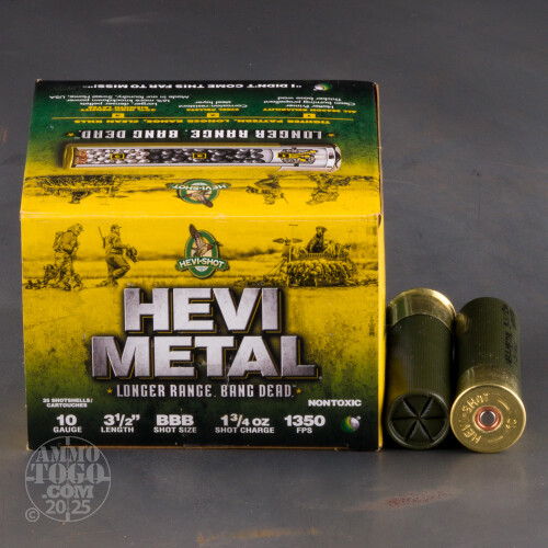 10 Gauge Ammo - 25 Rounds of 1-3/4 oz. BBB Shot by Hevi-Shot