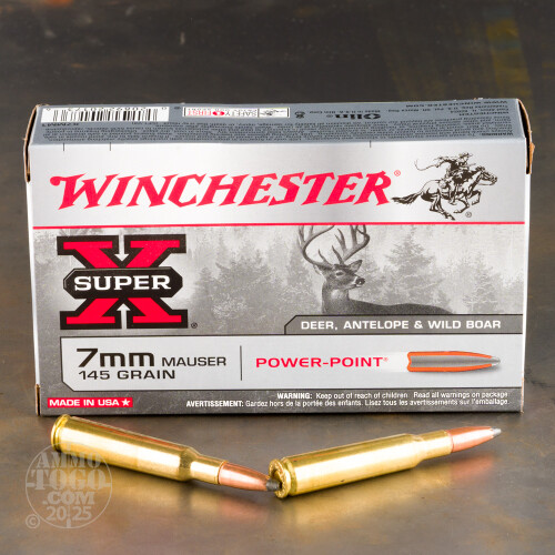7x57mm Mauser Ammunition for Sale. Winchester 145 Grain Power-Point (PP ...
