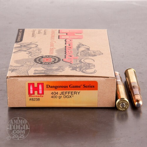 404 Jeffery Ammo - 20 Rounds of 400 Grain DGX by Hornady