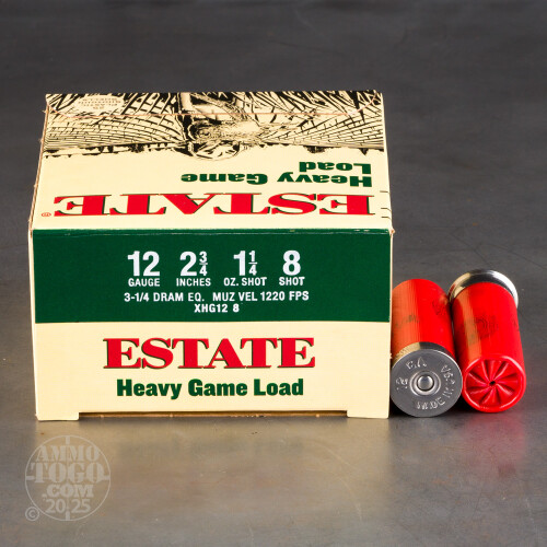 12 Gauge Ammunition for Sale. Estate Cartridge 1-1/4 oz. #8 Shot - 250 ...
