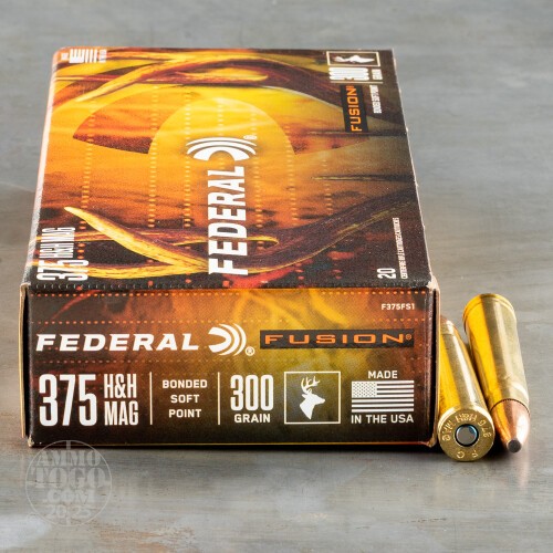375 H&H Magnum Ammo - 20 Rounds of 300 Grain Fusion by Federal