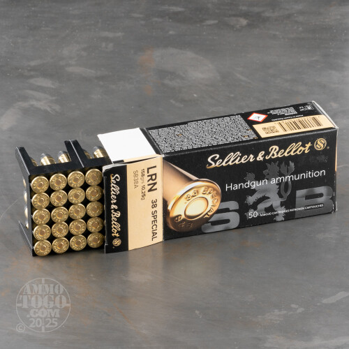 38 Special Ammunition for Sale. Sellier & Bellot 158 Grain Lead Round Nose (LRN) - 50 Rounds