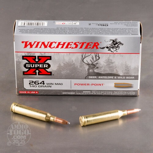 .264 Win. Mag Ammo - 20 Rounds of 140 Grain Power-Point (PP) by Winchester