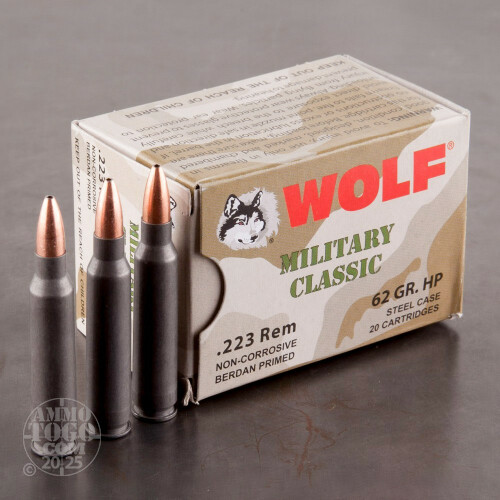 223 Remington Hollow Point Ammo for Sale by Wolf - 20 Rounds