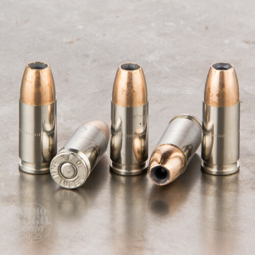 9mm Luger (9x19) Ammo - 20 Rounds of 147 Grain Jacketed Hollow-Point ...