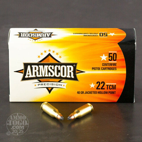 22 TCM Ammunition for Sale. Armscor 40 Grain Jacketed Hollow-Point (JHP ...