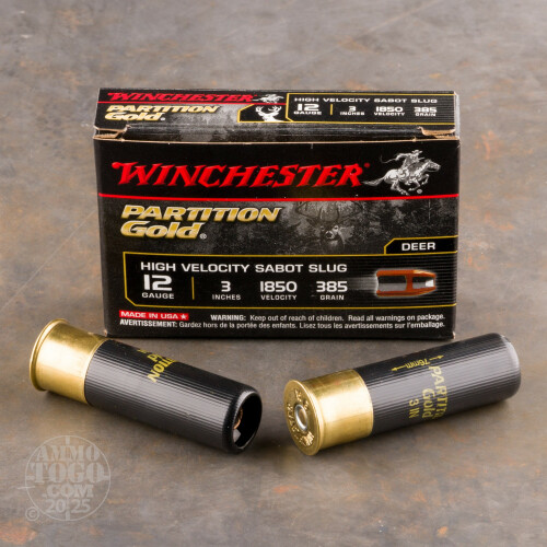 12 Gauge Ammo - 5 Rounds of 385 Grain Sabot Slug by Winchester