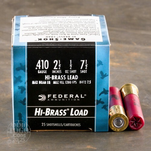 410 Gauge Ammo - 25 Rounds of 1/2 oz. #7-1/2 Shot by Federal