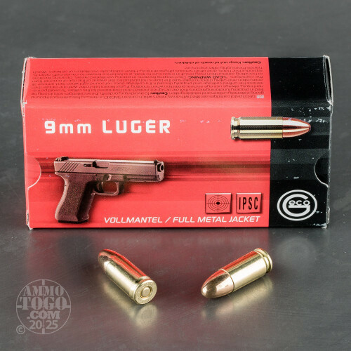 9mm Luger (9x19) Full Metal Jacket (FMJ) Ammo for Sale by GECO - 50 Rounds