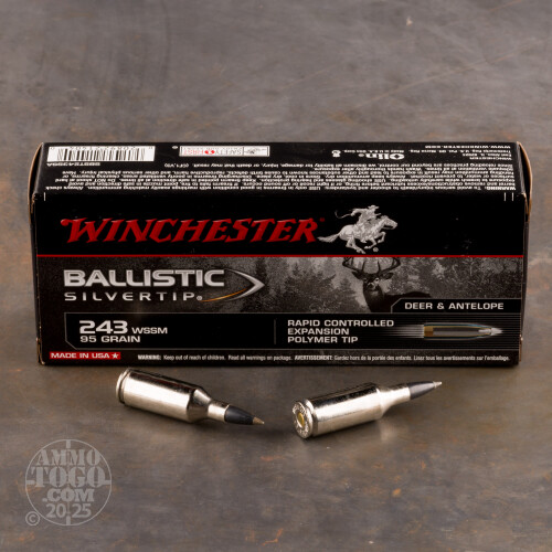 243 WSSM Ammunition for Sale. Winchester 95 Grain Polymer Tipped - 20 ...