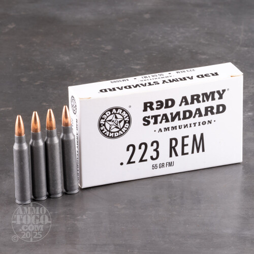 223 Remington Ammunition for Sale. Red Army Standard 55 Grain Full ...