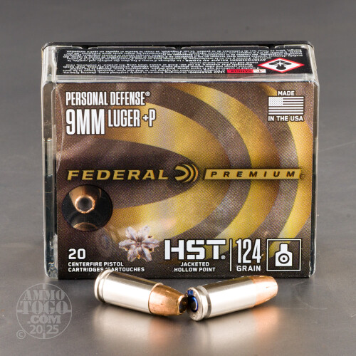 9mm Luger (9x19) Ammo - 200 Rounds of 124 Grain Jacketed Hollow-Point ...