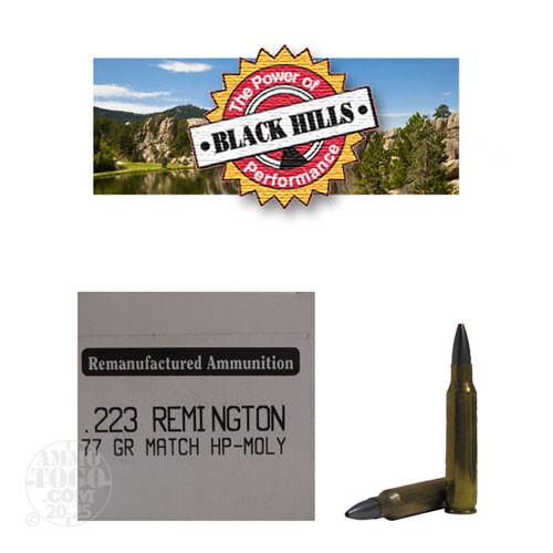223 Remington Ammo - 50 Rounds of 77 Grain Hollow Point by Black Hills ...